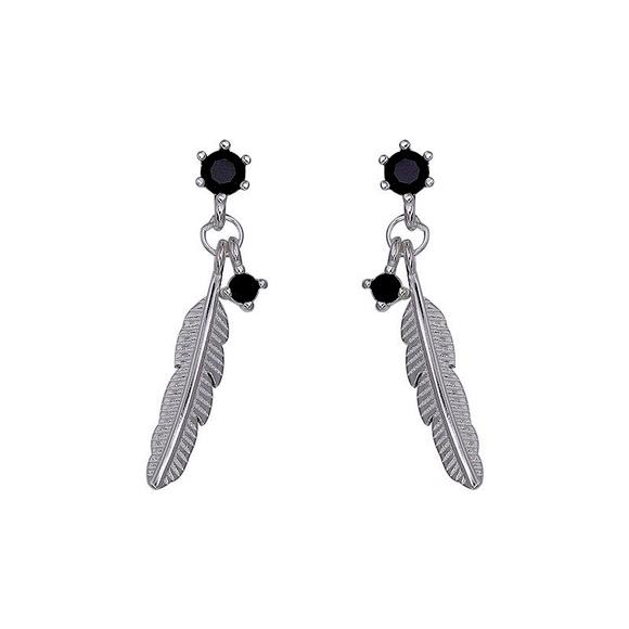Accessories | Retro Hong Kong Wind Black Diamond Feather Sweet Cool ...